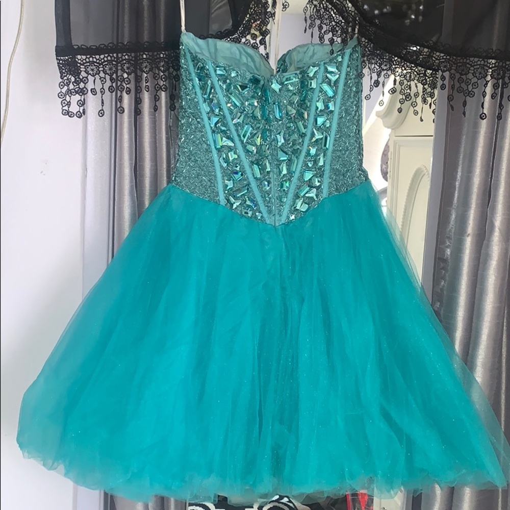 Sherri Hill Turquoise Crystal Dress - Gem